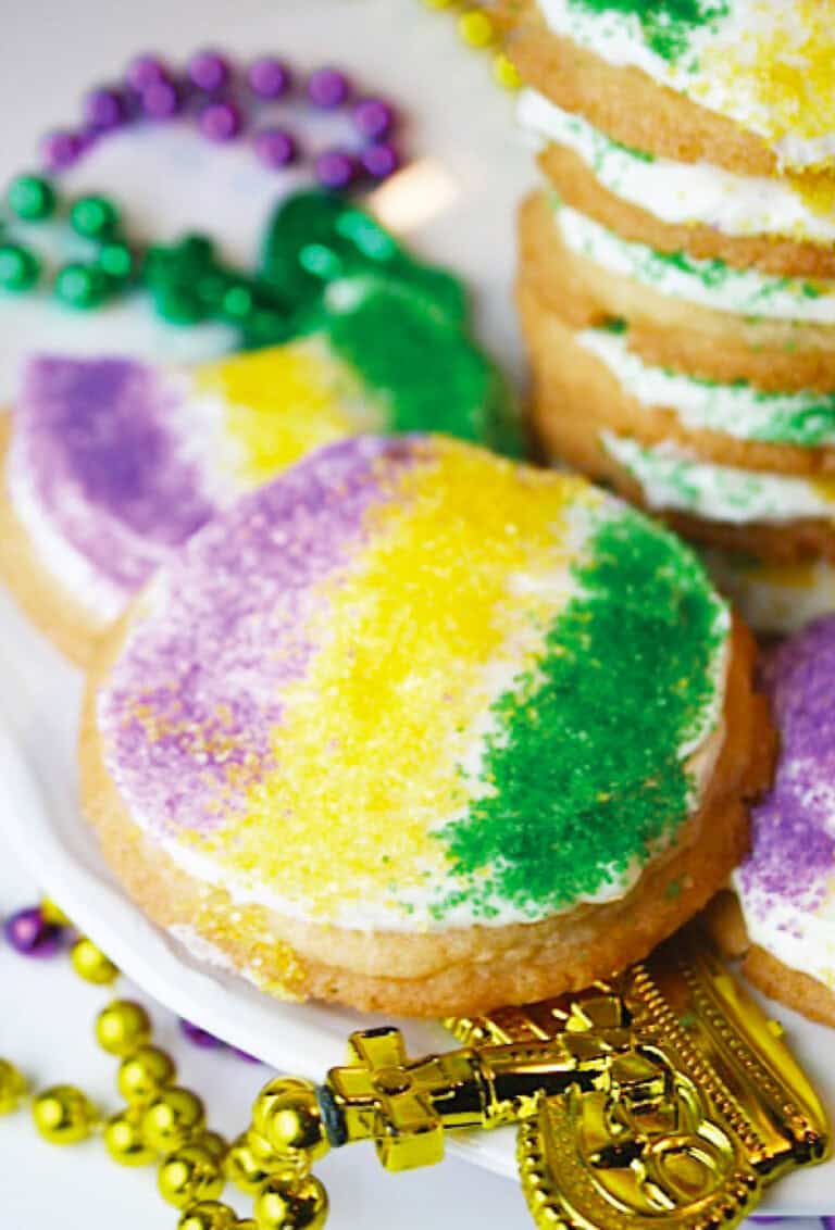 Super Easy Mardi Gras Sugar Cookies Recipe - Mom Loves Baking