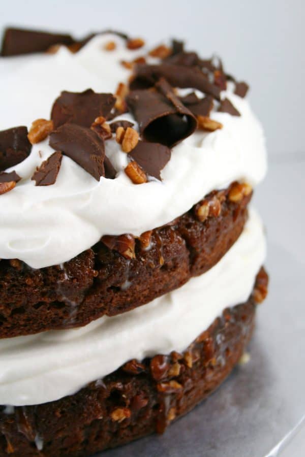 Chocolate Praline Layer Cake - Mom Loves Baking