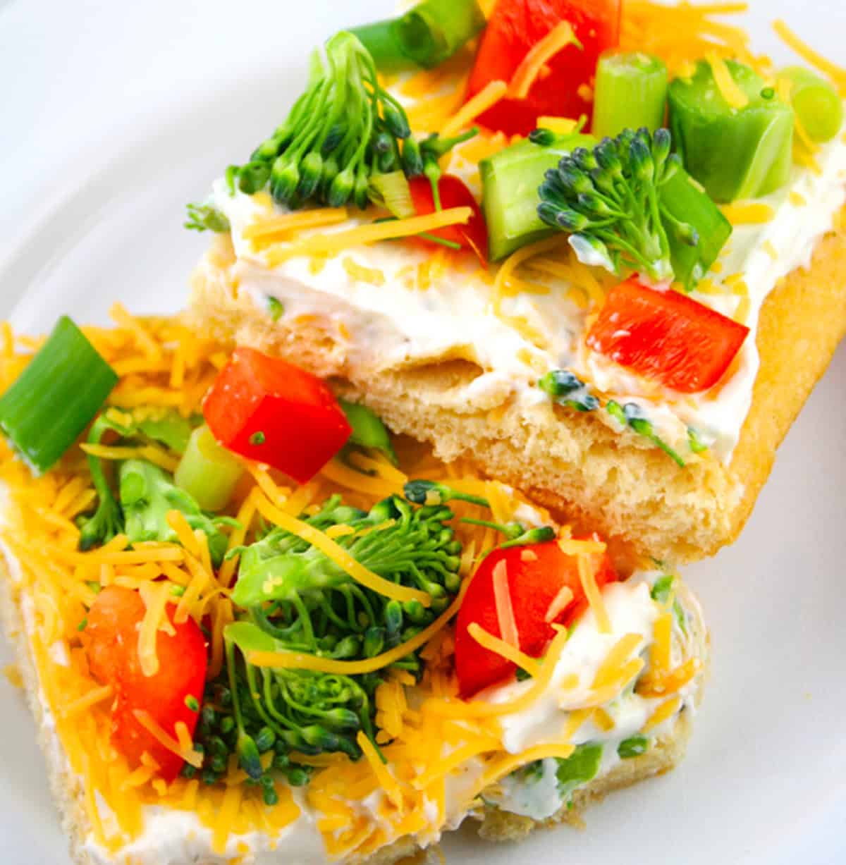 Cold Veggie Pizza Appetizer Recipe with Ranch - Mom Loves Baking