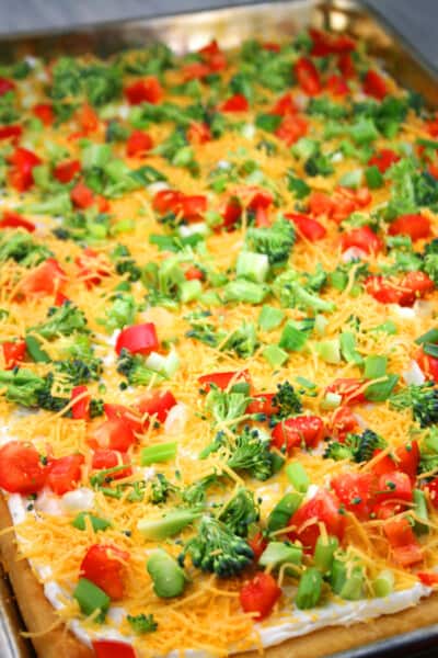 Cold Veggie Pizza Appetizer - Mom Loves Baking