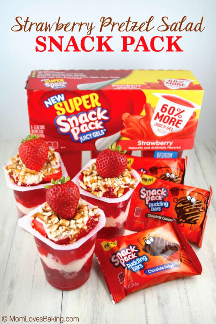 Strawberry Pretzel Salad Snack Pack - Mom Loves Baking