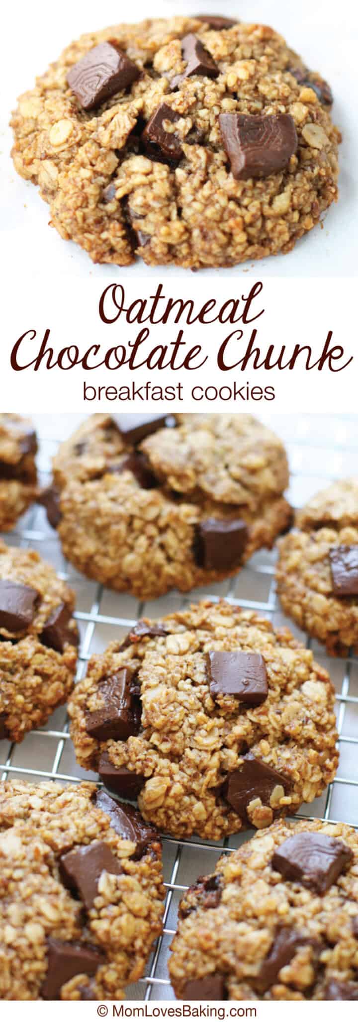 Oatmeal Chocolate Chunk Breakfast Cookies - Mom Loves Baking