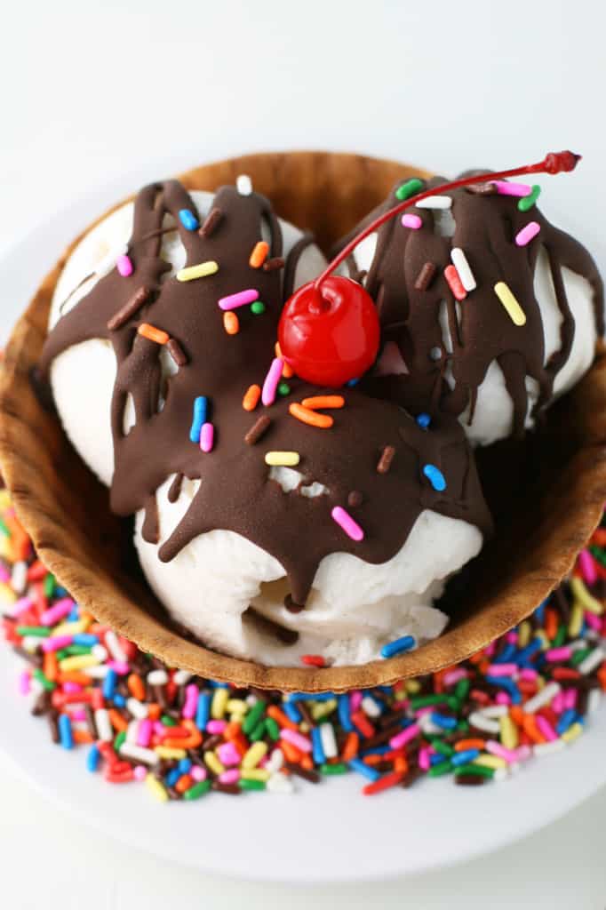 Dairy Free Sundaes with Homemade Magic Shell - Mom Loves Baking