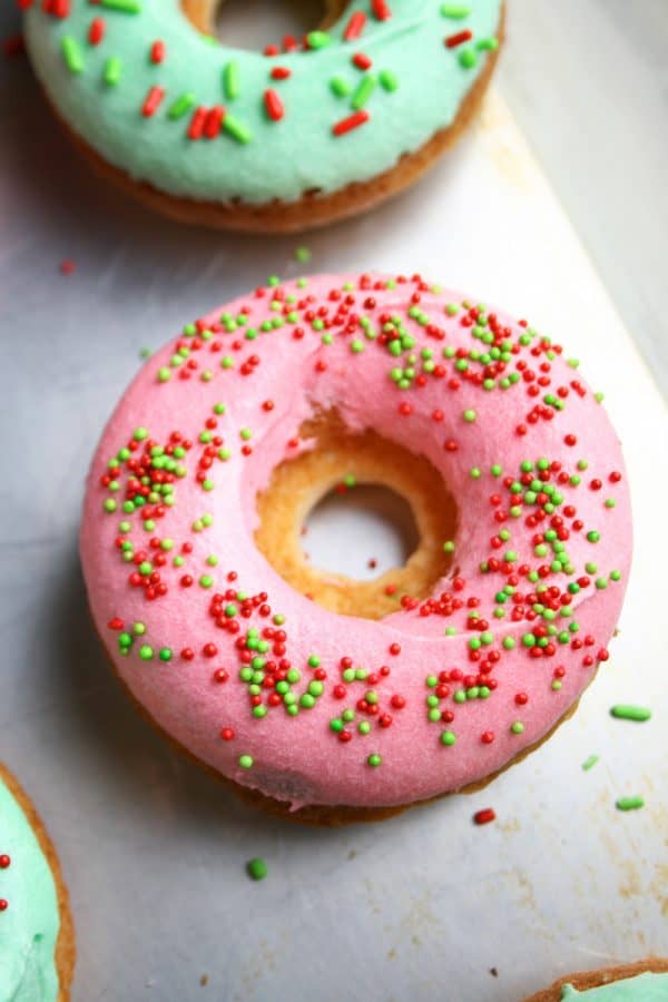 Frosted Sugar Cookie Doughnuts - Mom Loves Baking