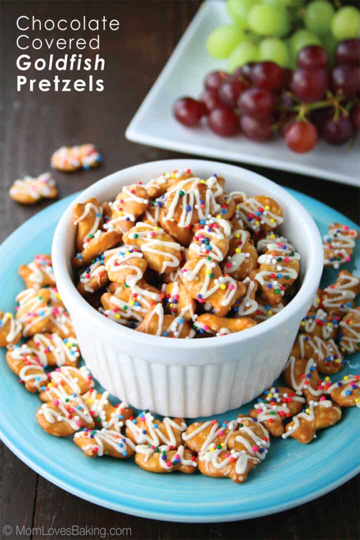 Chocolate Covered Goldfish Pretzels - Mom Loves Baking