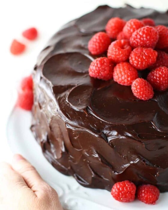 The Best Chocolate Raspberry Layer Cake - Mom Loves Baking