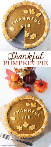 Thankful Pumpkin Pie - Mom Loves Baking