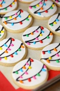 Christmas Lights Royal Icing Sugar Cookies - Mom Loves Baking