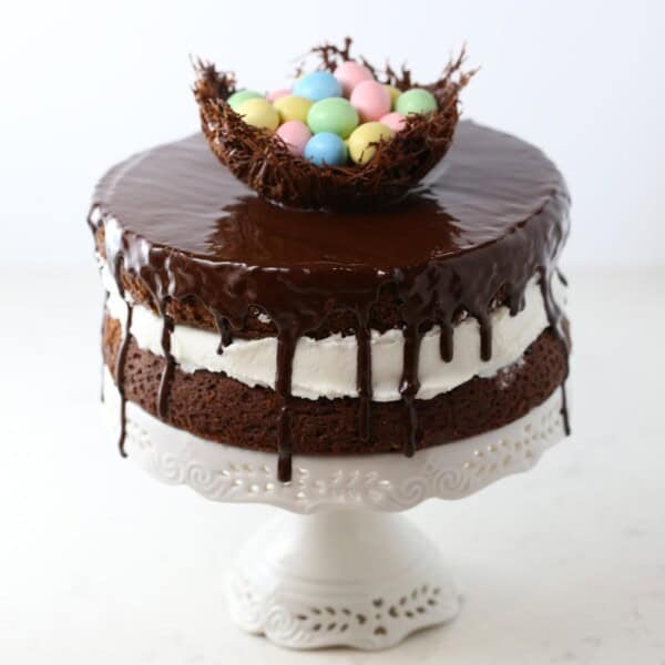 Chocolate Easter Egg Nest Ding Dong Cake - Mom Loves Baking