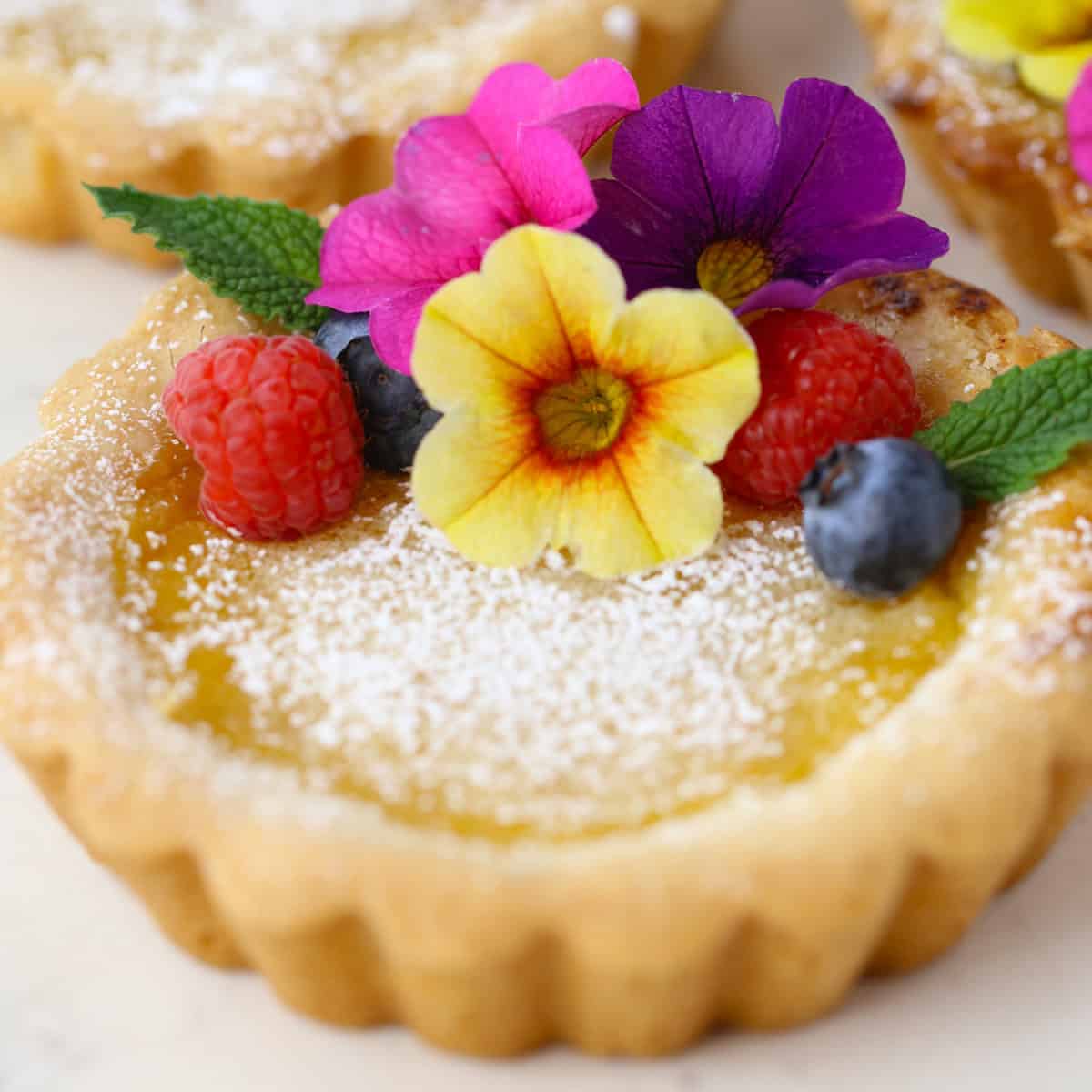 Mini Honey Lemon Tartlets with Shortbread Crust - Mom Loves Baking