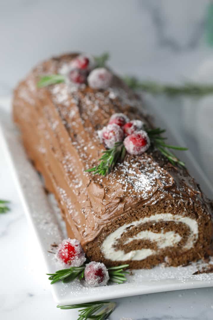 Yule Log Cake (Bûche de Noël) - Mom Loves Baking