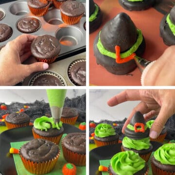 Halloween Witch Hat Cupcakes - Mom Loves Baking