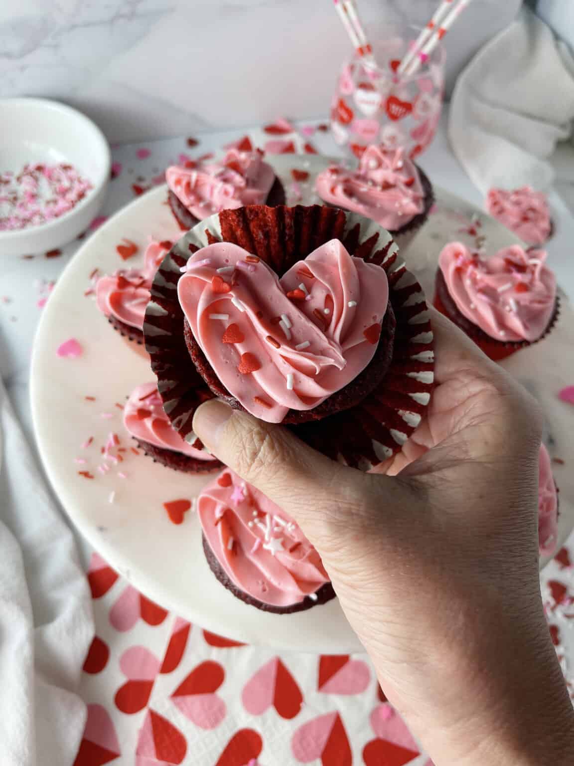 Heart Shaped Valentine's Day Cupcakes - Mom Loves Baking