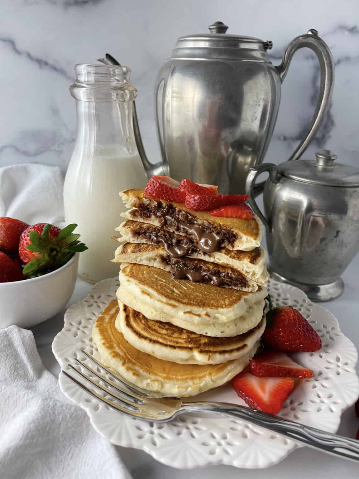 The Best Nutella Stuffed Pancakes Recipe - Mom Loves Baking
