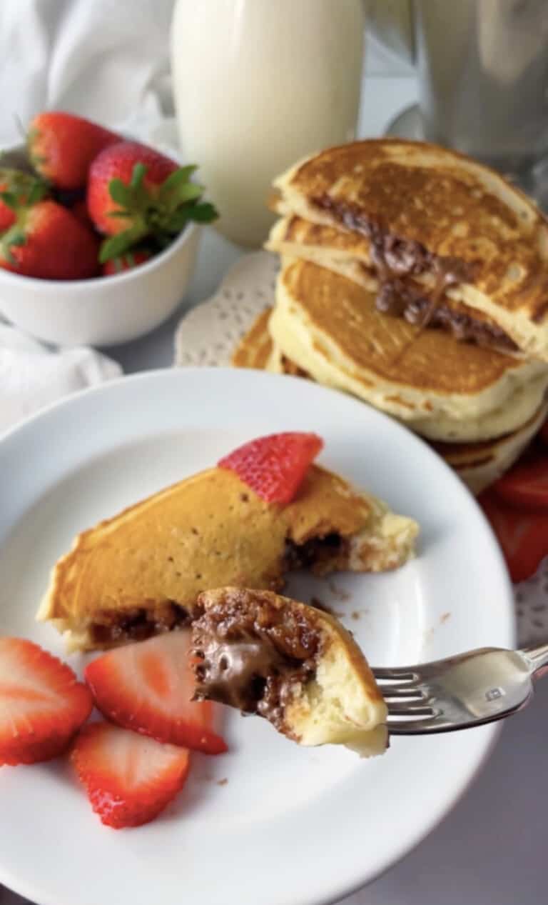 The Best Nutella Stuffed Pancakes Recipe - Mom Loves Baking