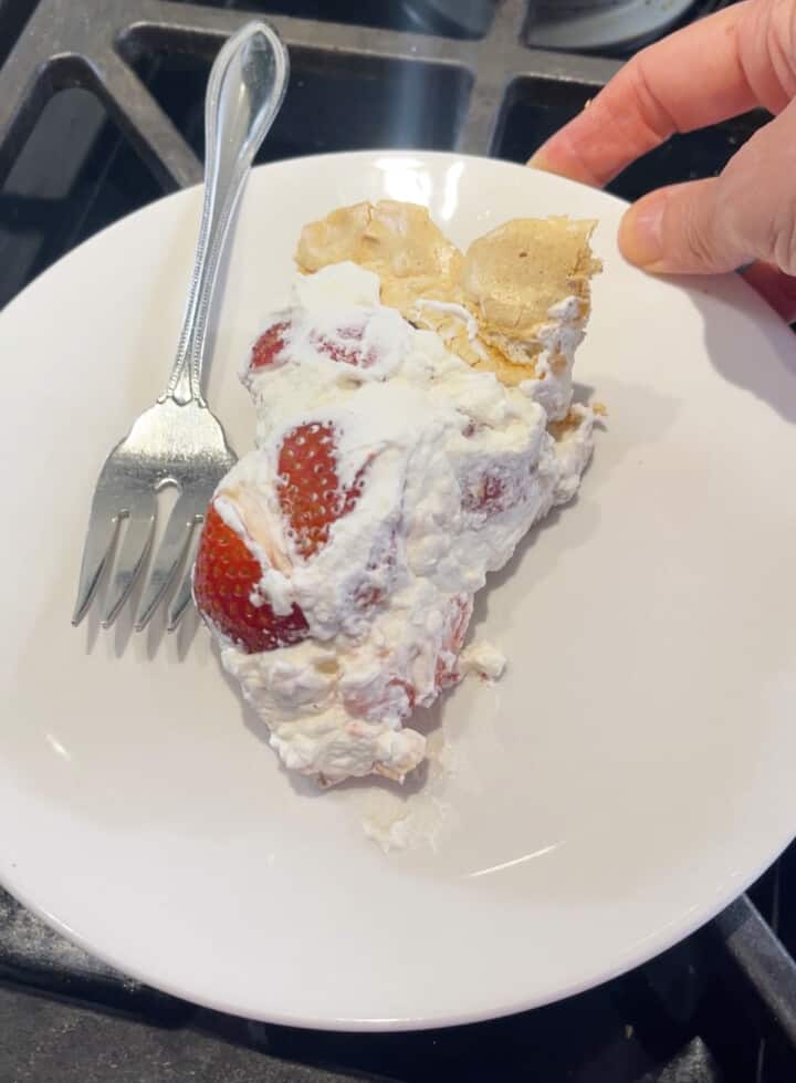 The Best Strawberry Cream Angel Pie Recipe - Mom Loves Baking