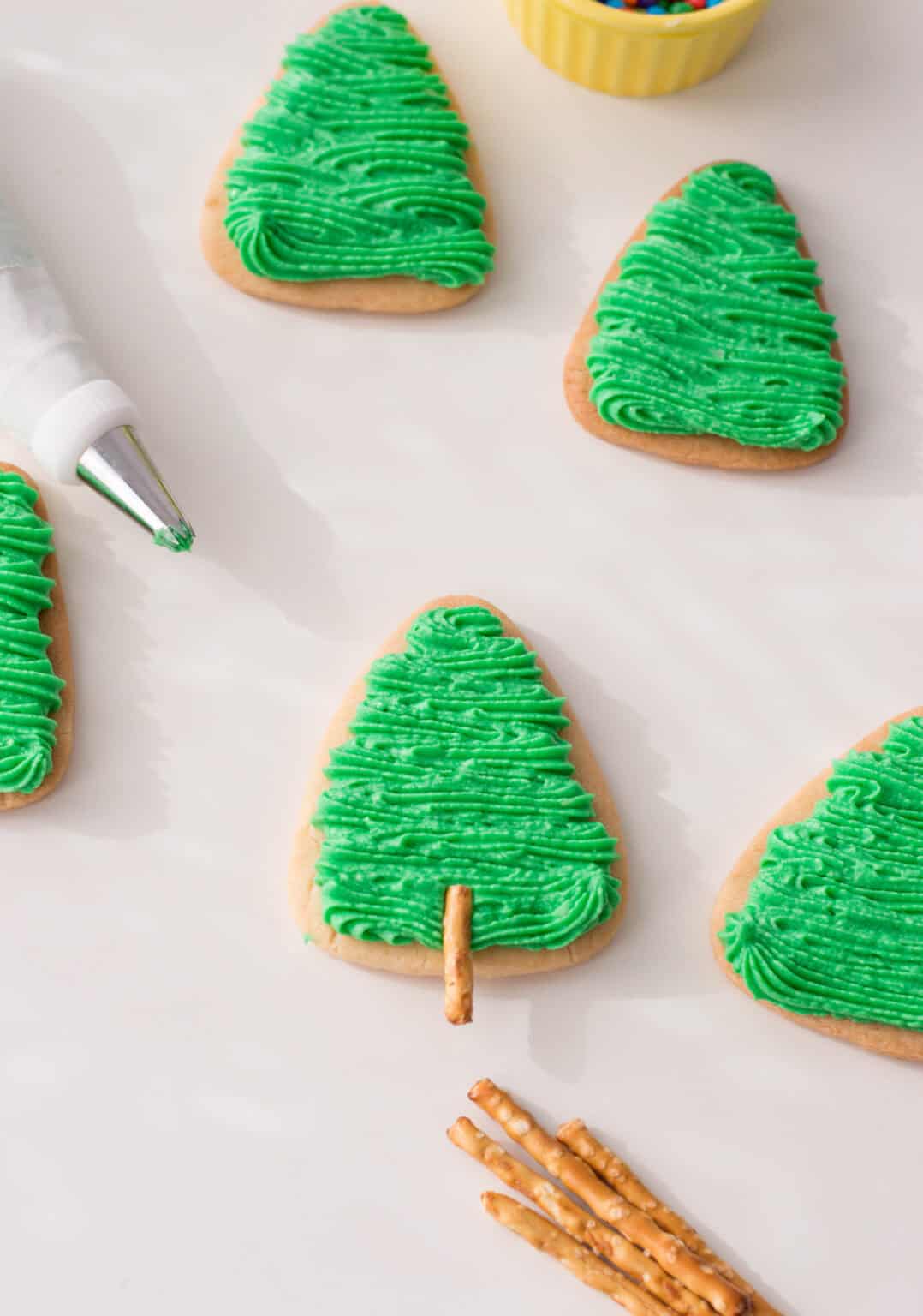 Christmas Tree Sugar Cookies With Sprinkles - Mom Loves Baking
